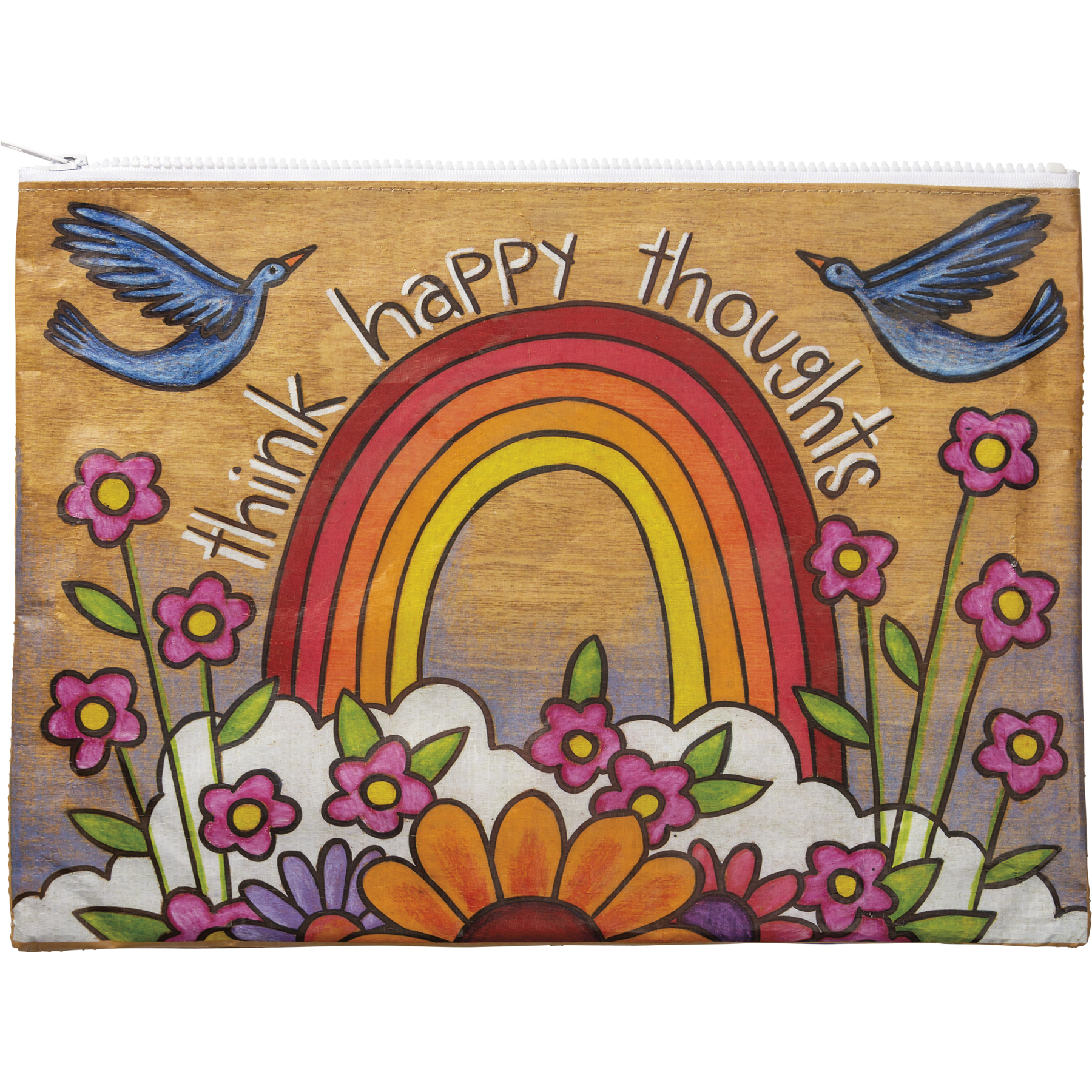 Think Happy Thoughts Zipper Folder | Primitives By Kathy