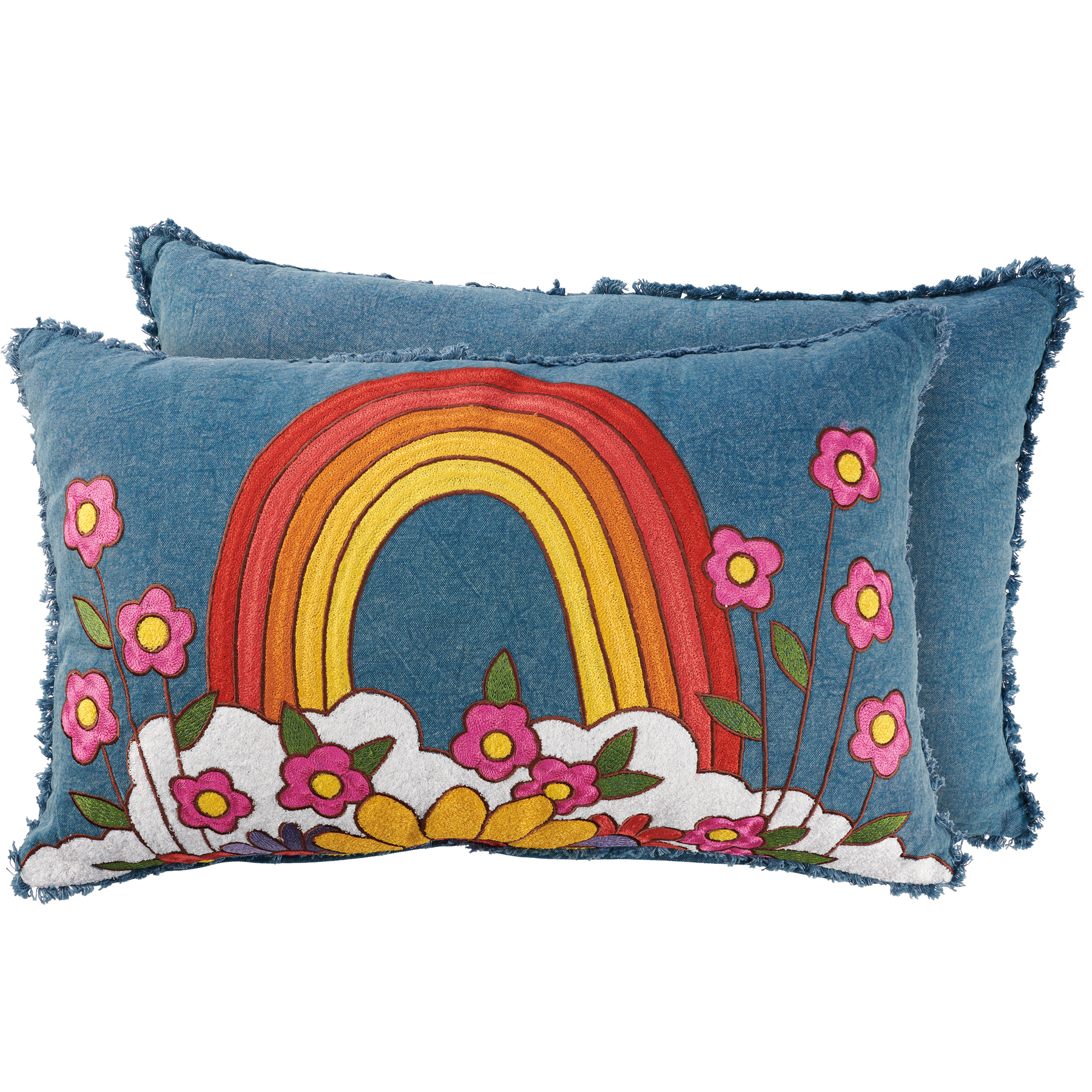 Rainbow And Flowers Pillow | Primitives By Kathy