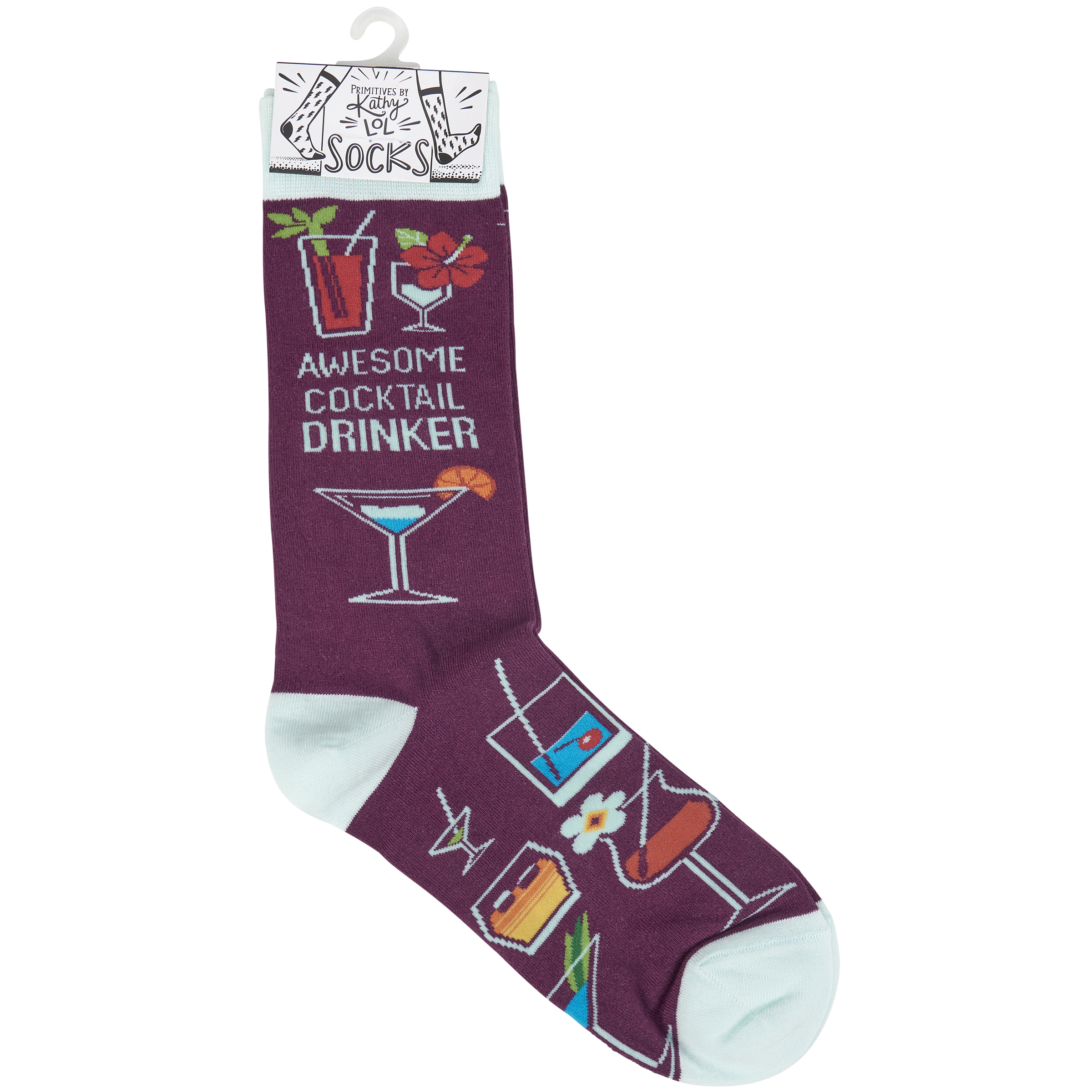 Awesome Cocktail Drinker Socks | Primitives By Kathy