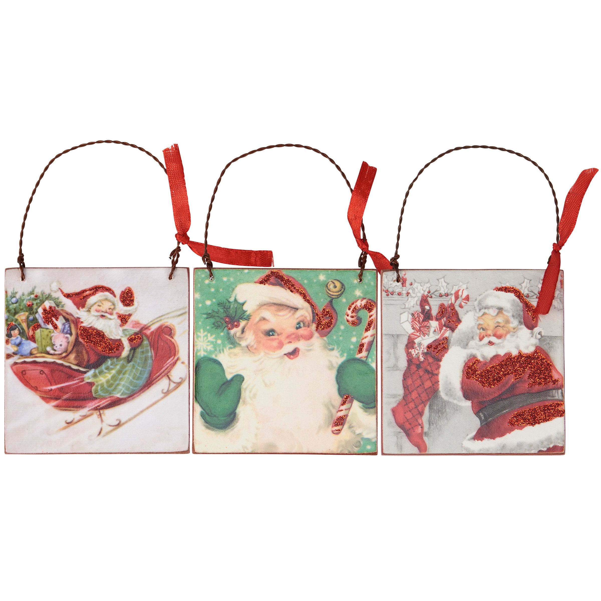 Retro Santa Ornament Set | Primitives By Kathy