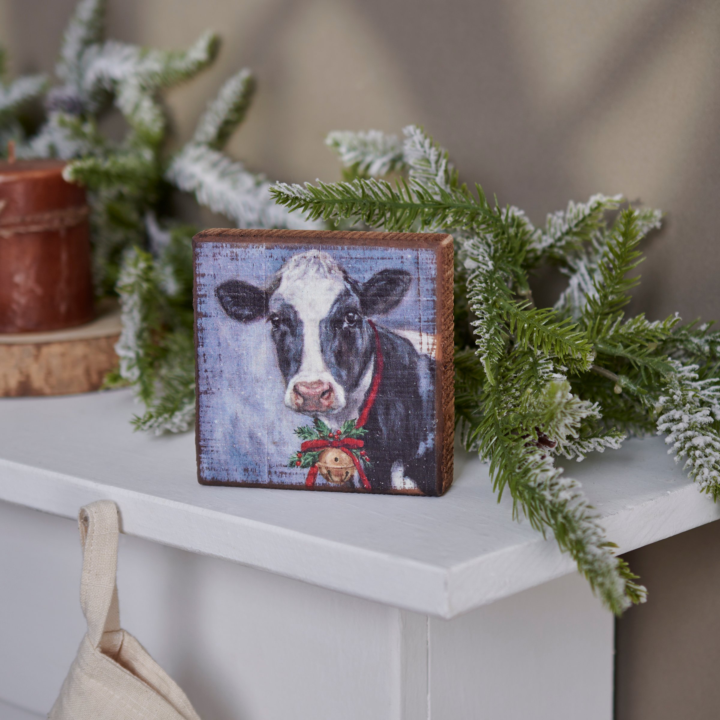 Festive Cow Block Sign | Primitives By Kathy