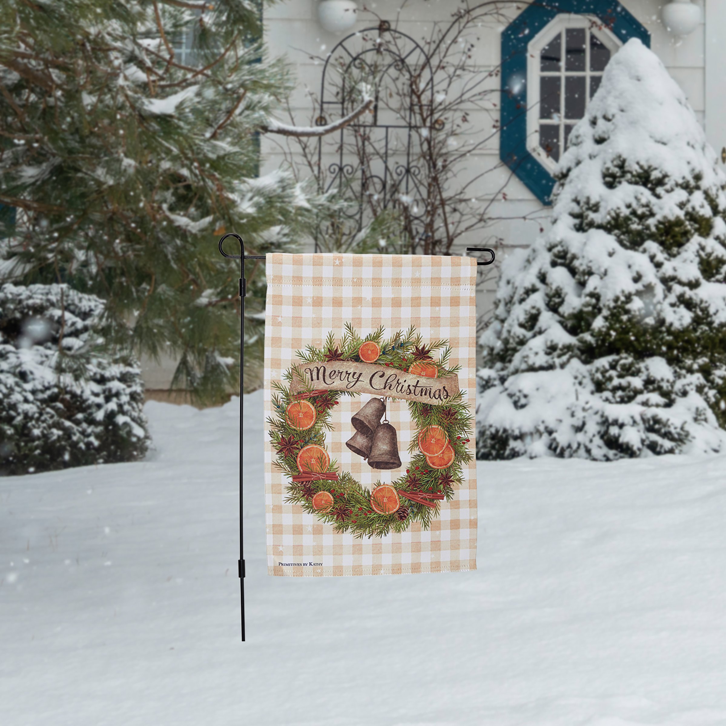 Orange Wreath Garden Flag | Primitives By Kathy