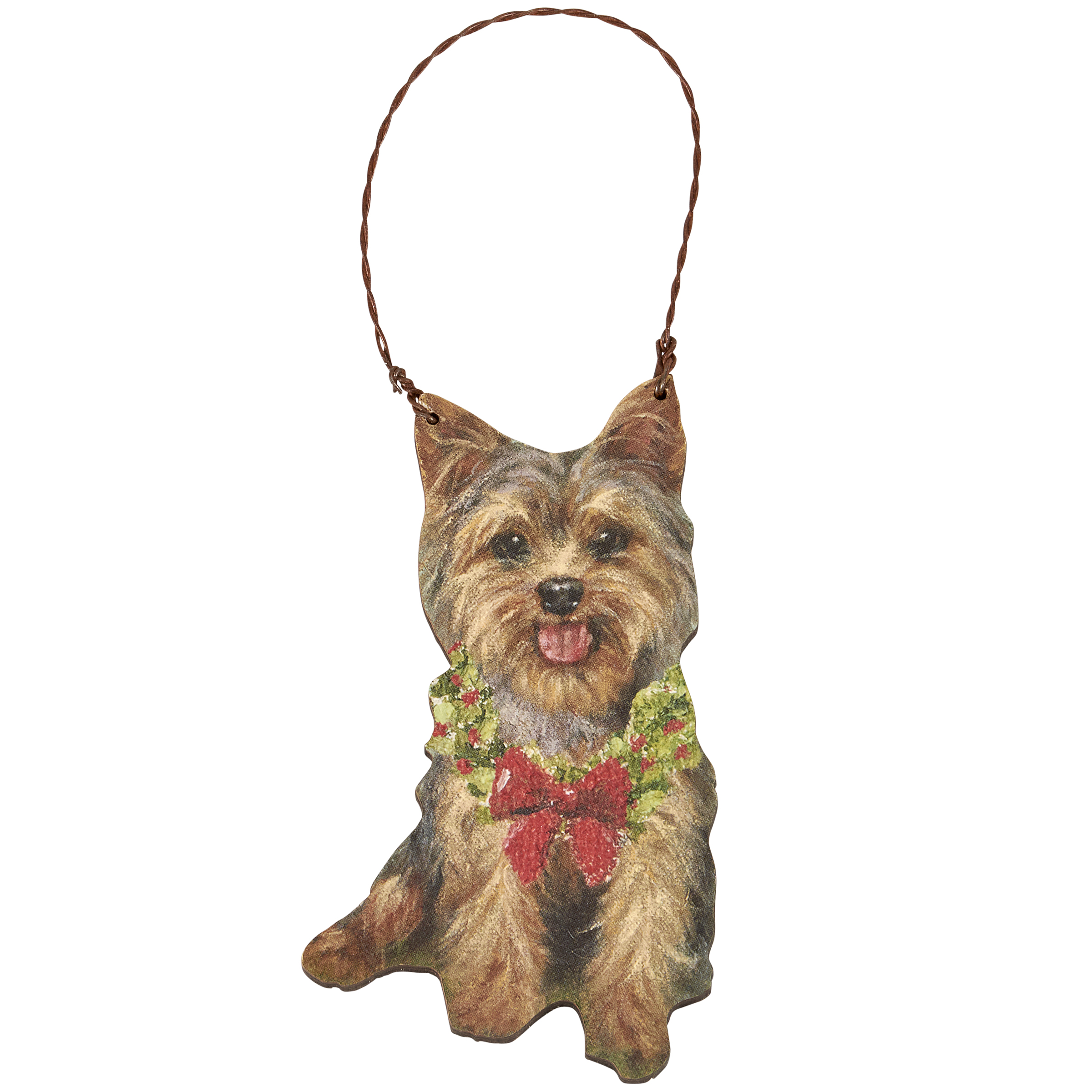 Yorkie Wreath Ornament | Primitives By Kathy