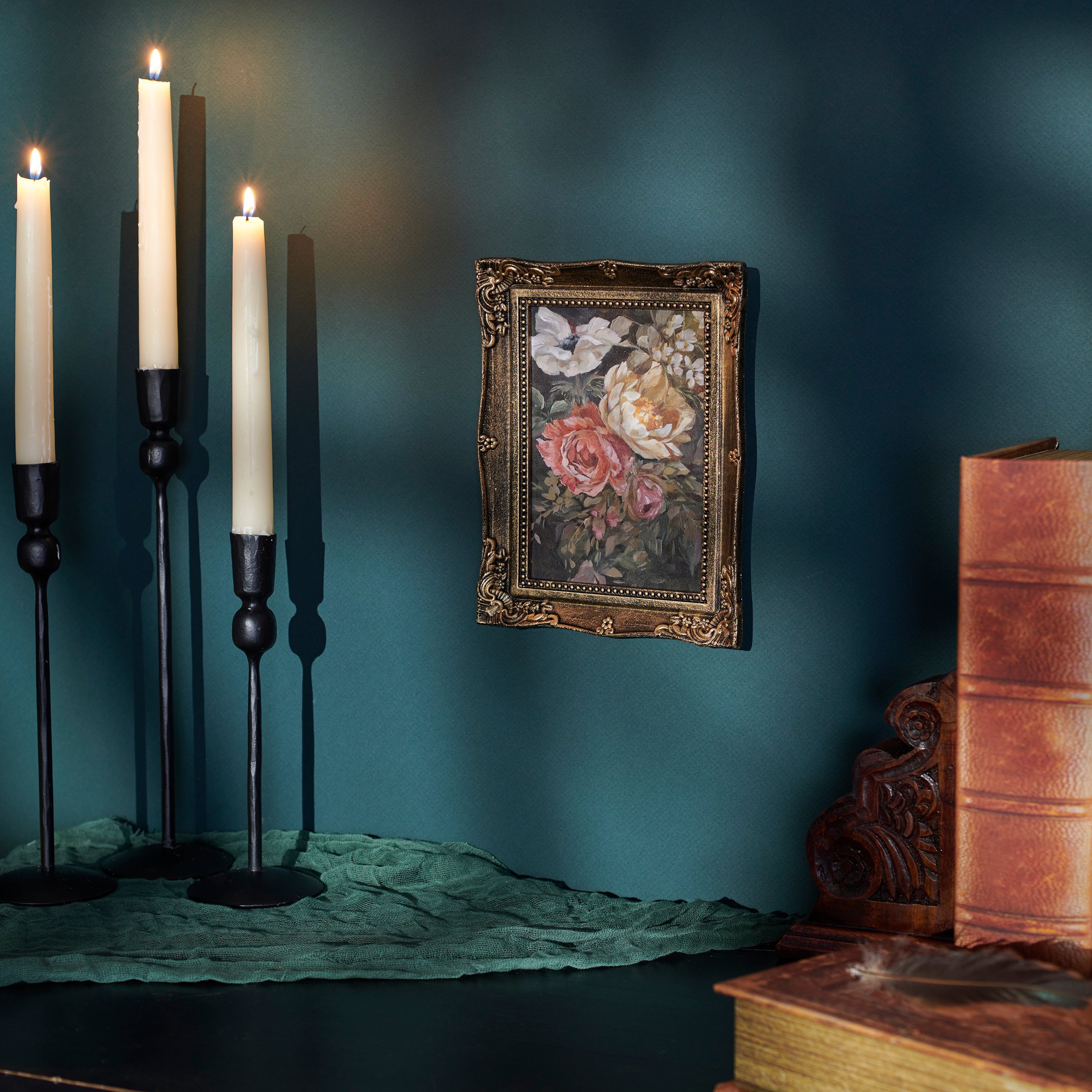 Moody Floral Framed Wall Art | Primitives By Kathy