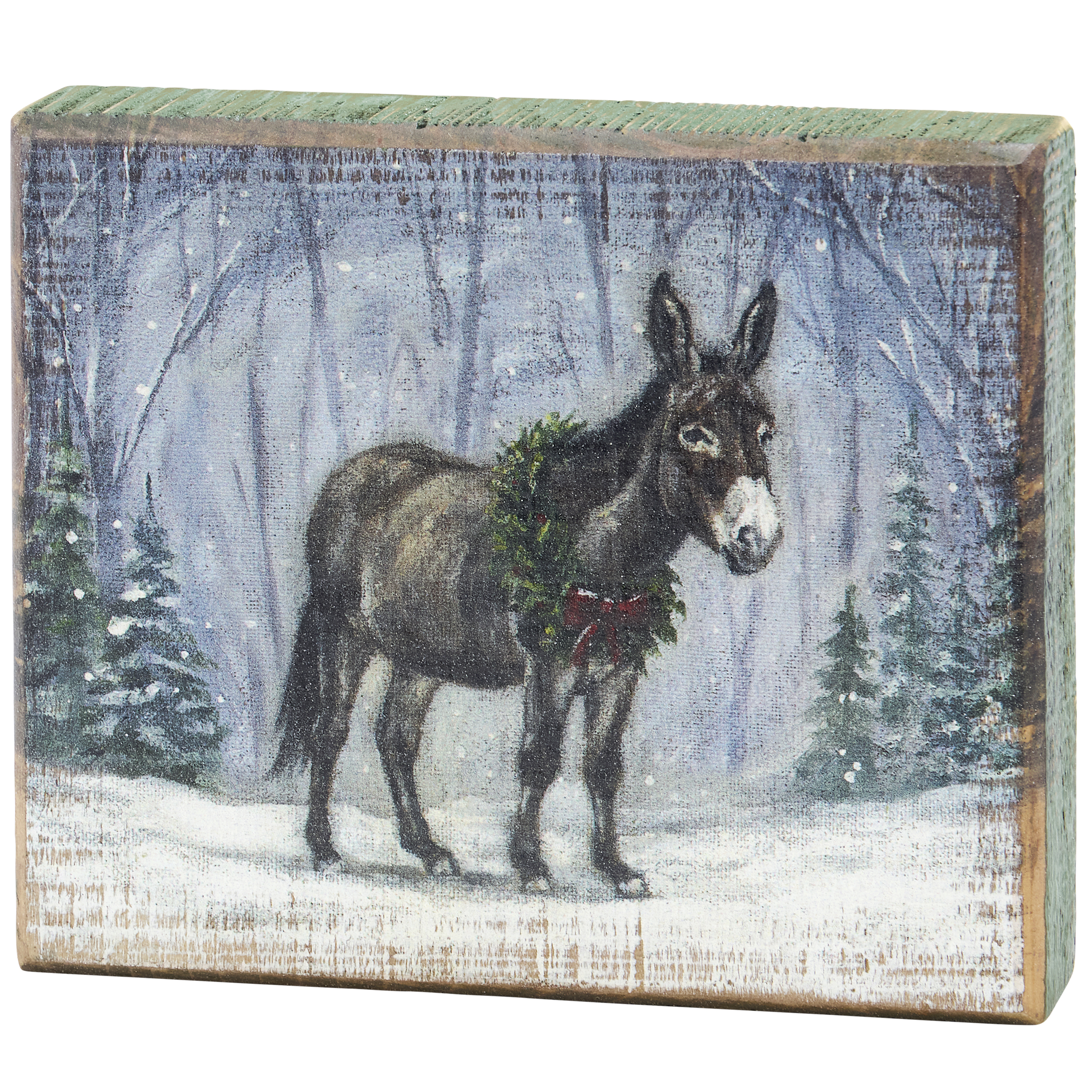 Snowy Donkey Block Sign | Primitives By Kathy