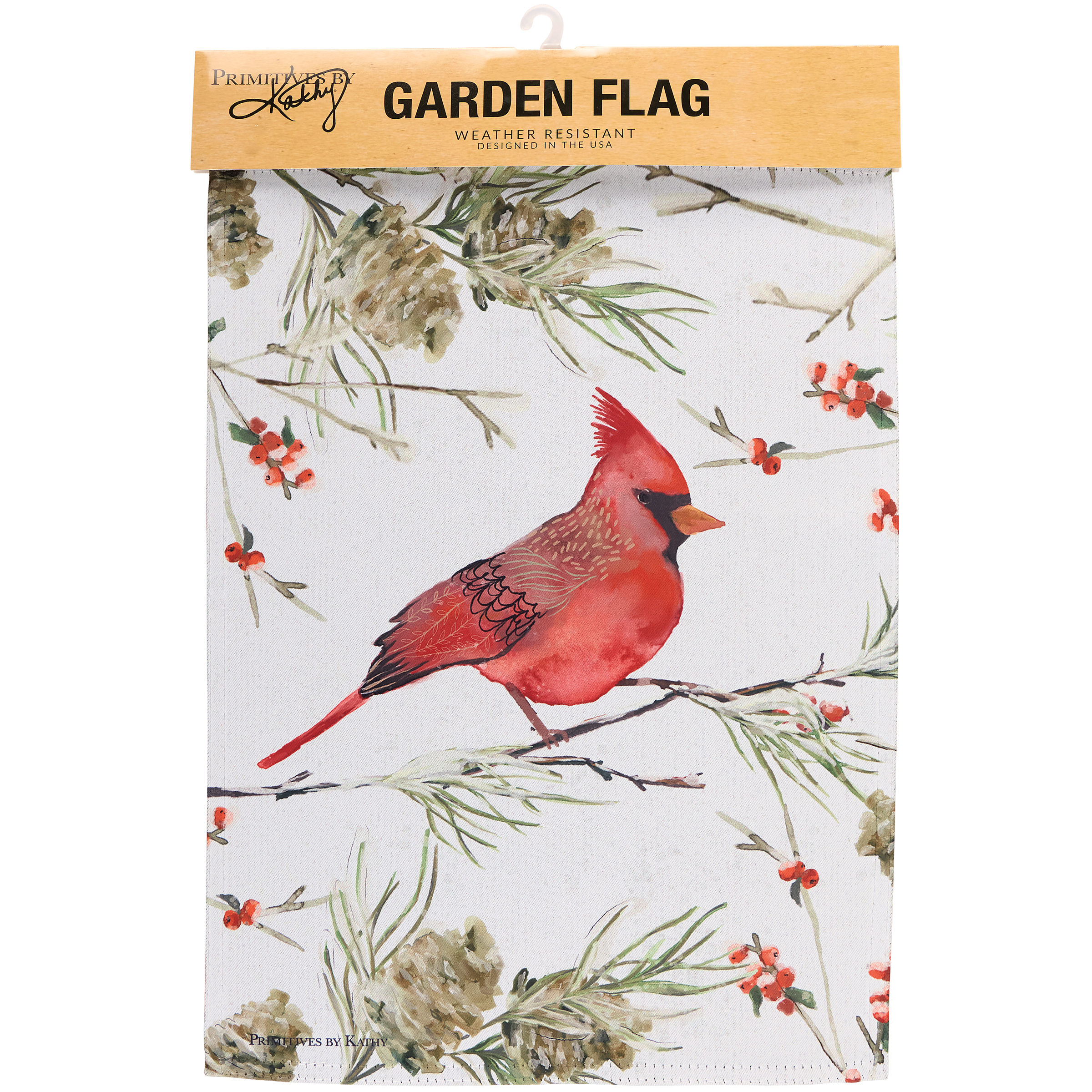 Winter Red Cardinal Garden Flag | Primitives By Kathy