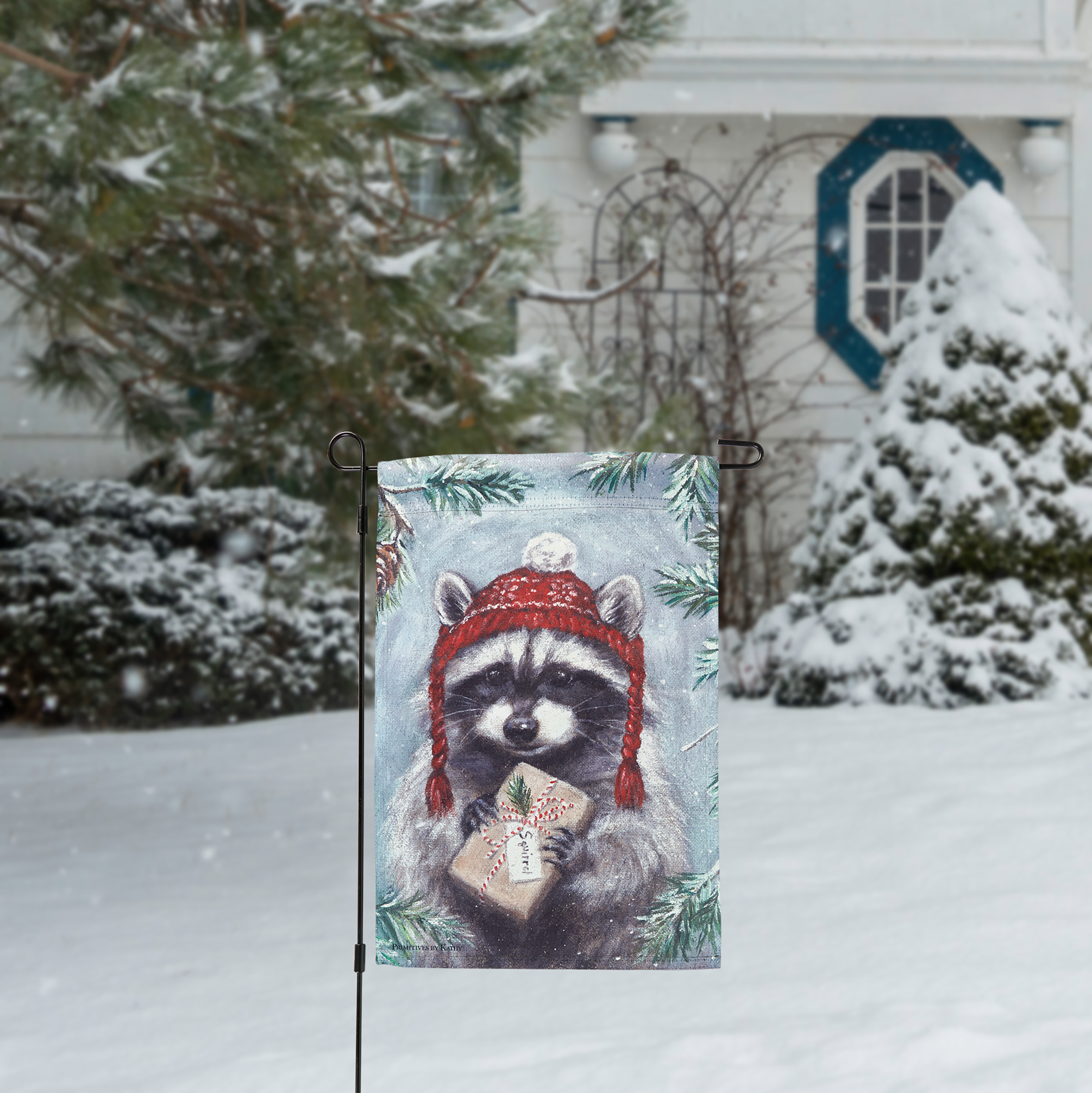 Winter Raccoon Garden Flag | Primitives By Kathy