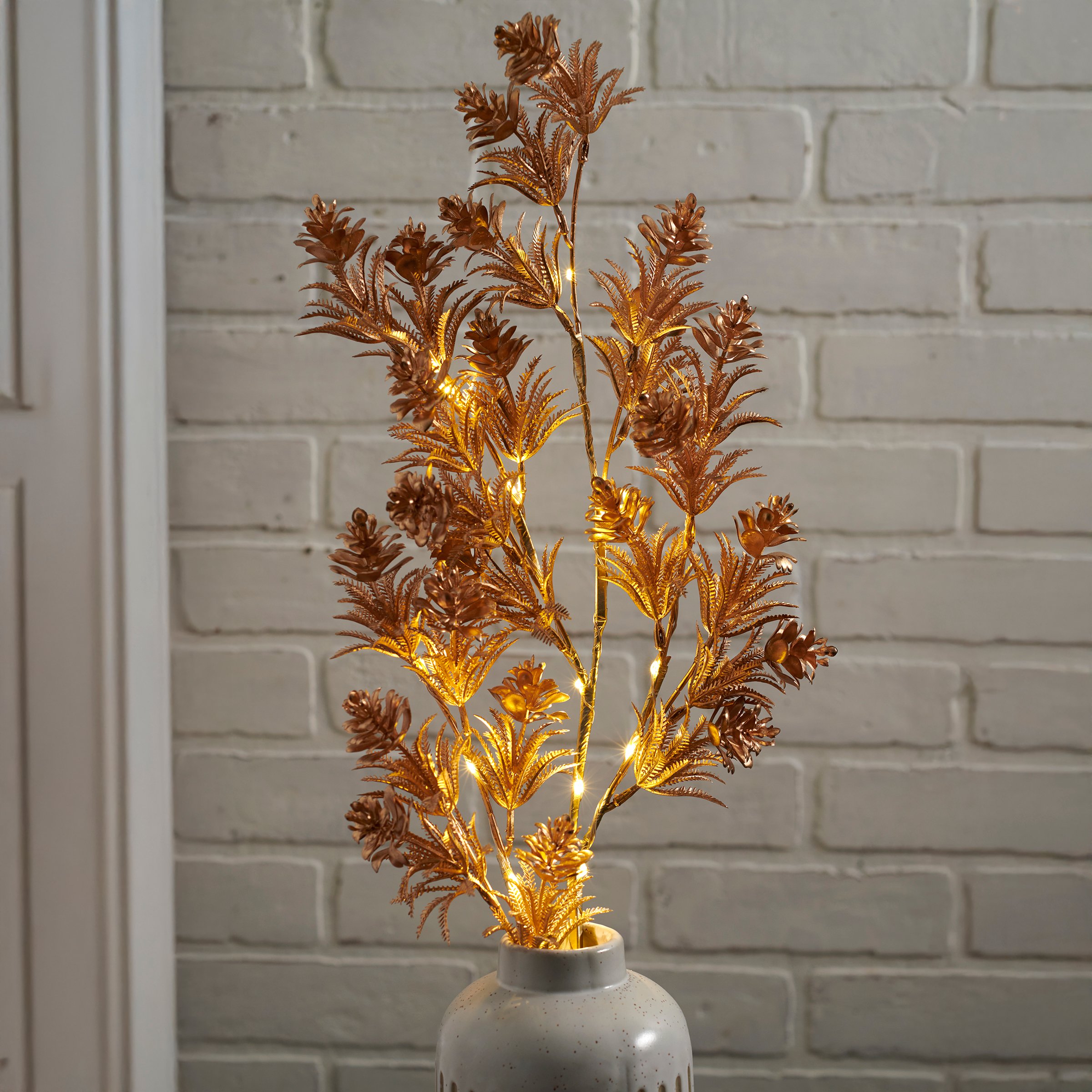 Lighted Golden Pine Twig | Primitives By Kathy